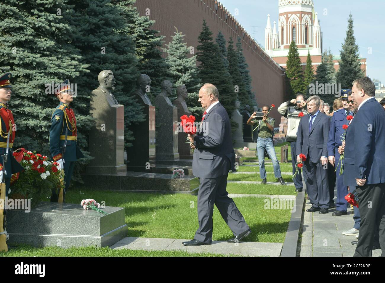 Solemn laying of flowers at the grave of Joseph Stalin on the date of ...