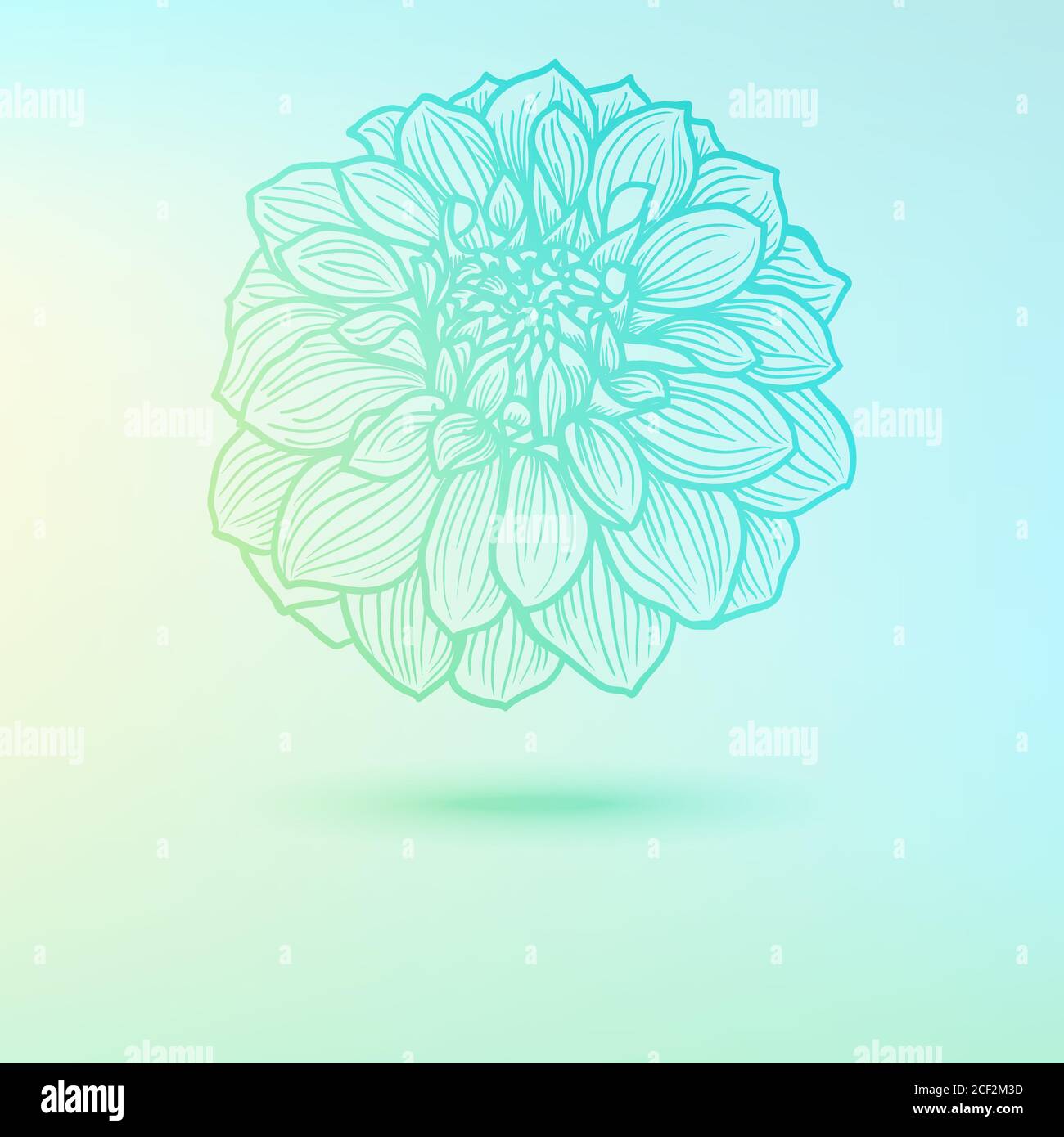 Hand drawn Dahlia flower. Soft light blue colors, vector illustration ...