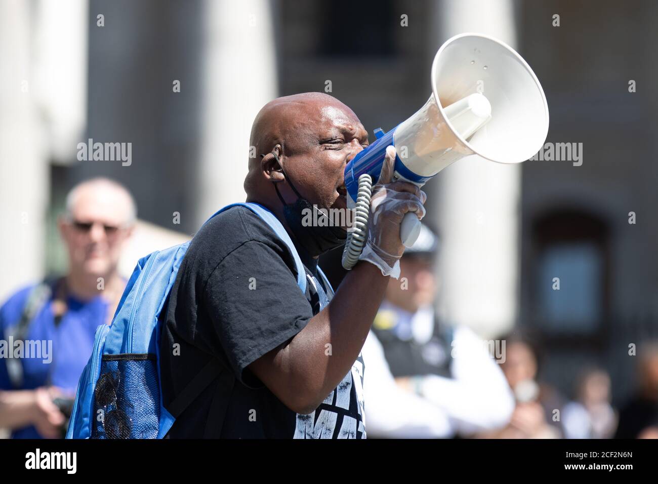 Protesting with a megaphone hi-res stock photography and images - Alamy