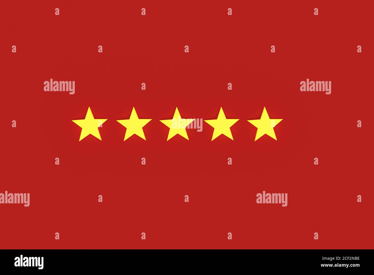 Five star service rating concept on white background, 3D rendering ...