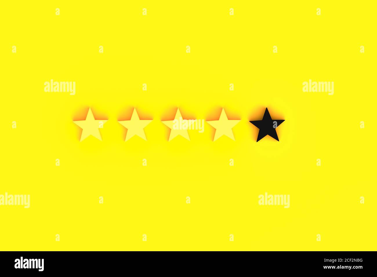 Five star service rating concept on yellow background, 3D rendering ...