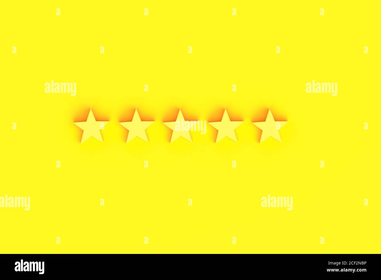 Five star service rating concept on yellow background, 3D rendering ...