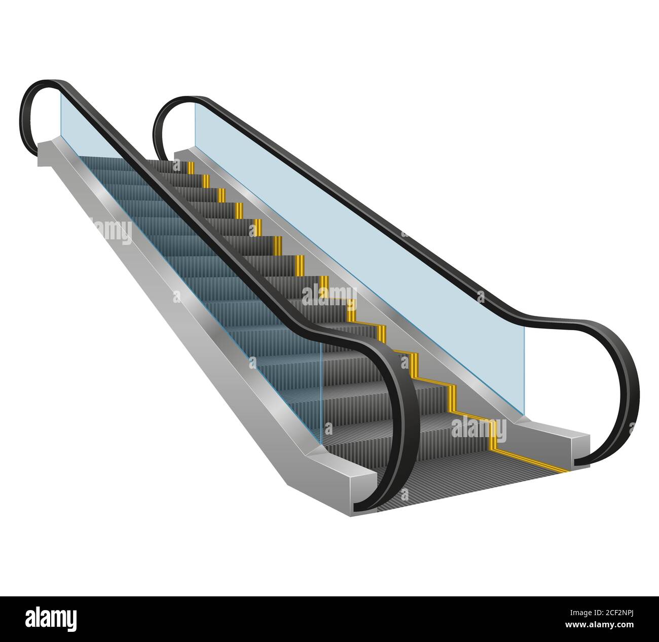 realistic modern escalator vector illustration isolated on white ...