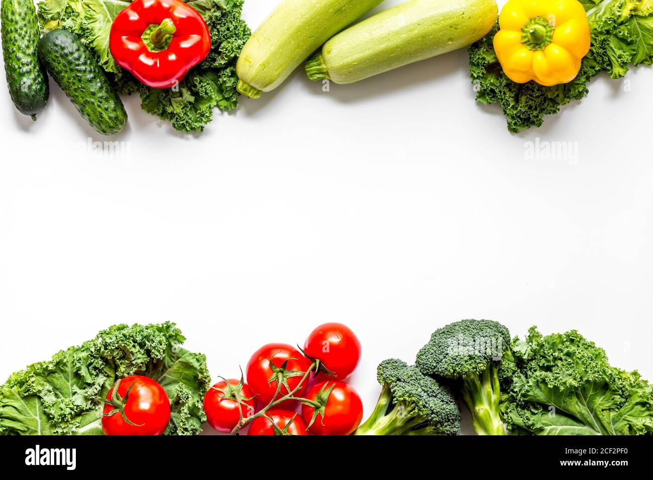 Frame of organic vegetables - farming and healthy food, top view Stock ...