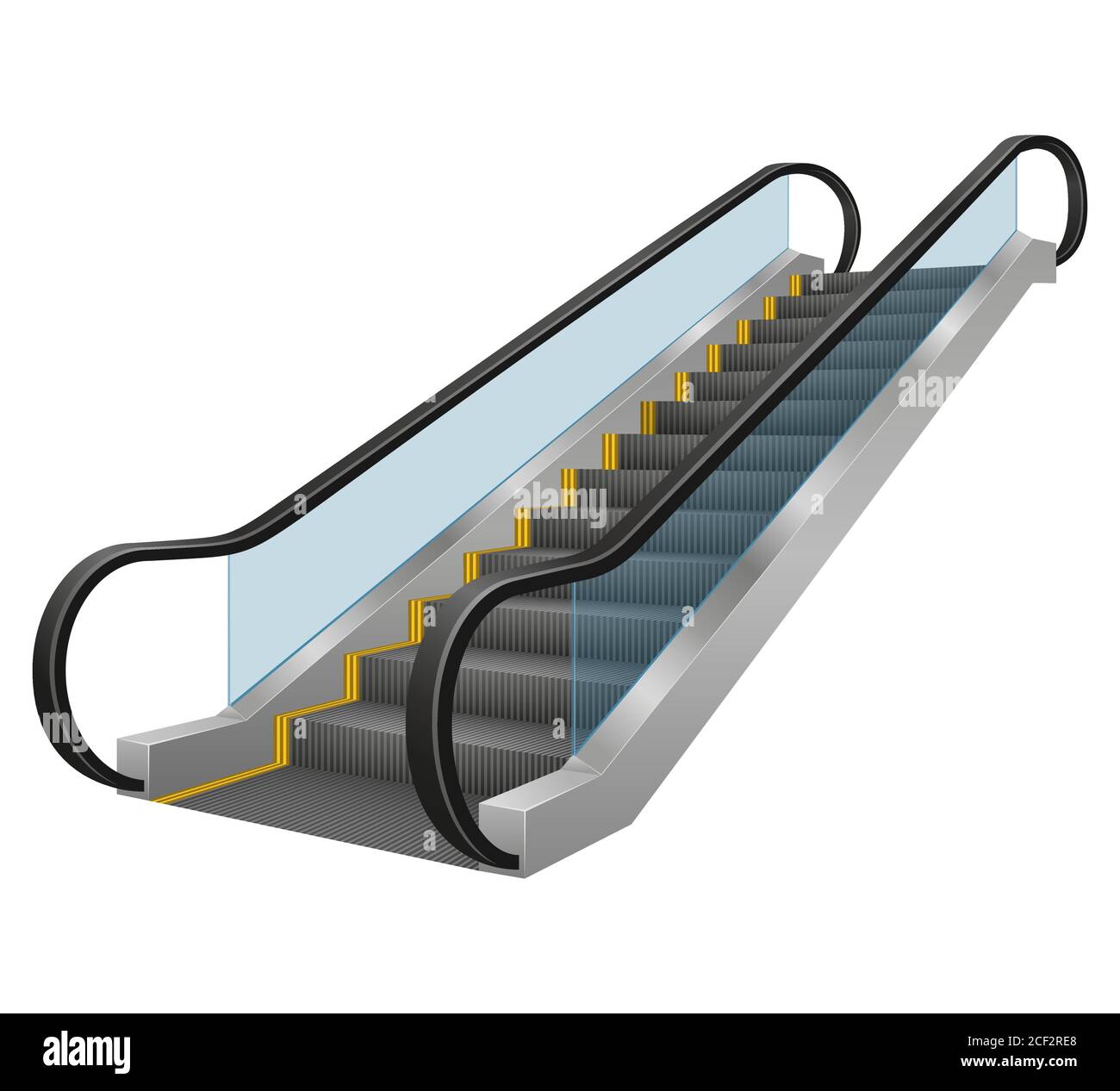 realistic modern escalator vector illustration isolated on white ...