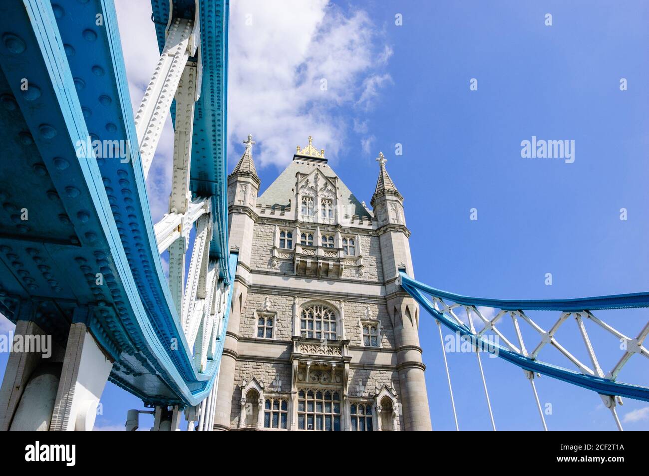 On the Tower Bridge in sunny day. London, England. Closeup Stock Photo ...