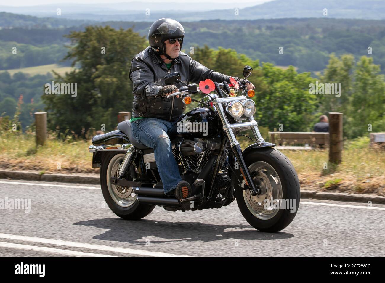 Motorcyclists enjoy sunny weather at Newlands Corner Stock Photo - Alamy