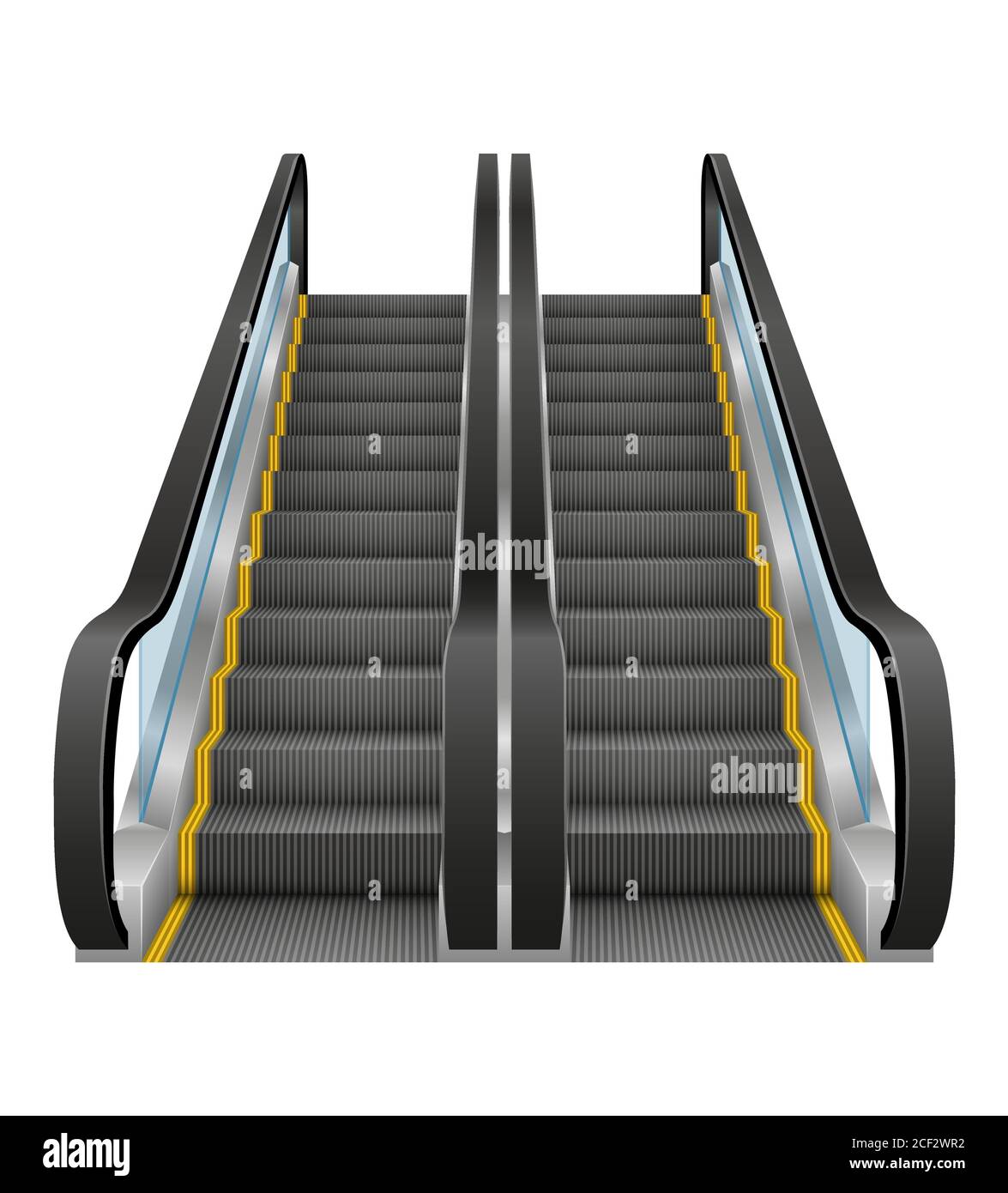 realistic modern escalator vector illustration isolated on white ...