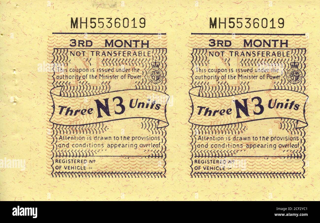 Motor Fuel Ration book Issued by the UK Government in response to the ...