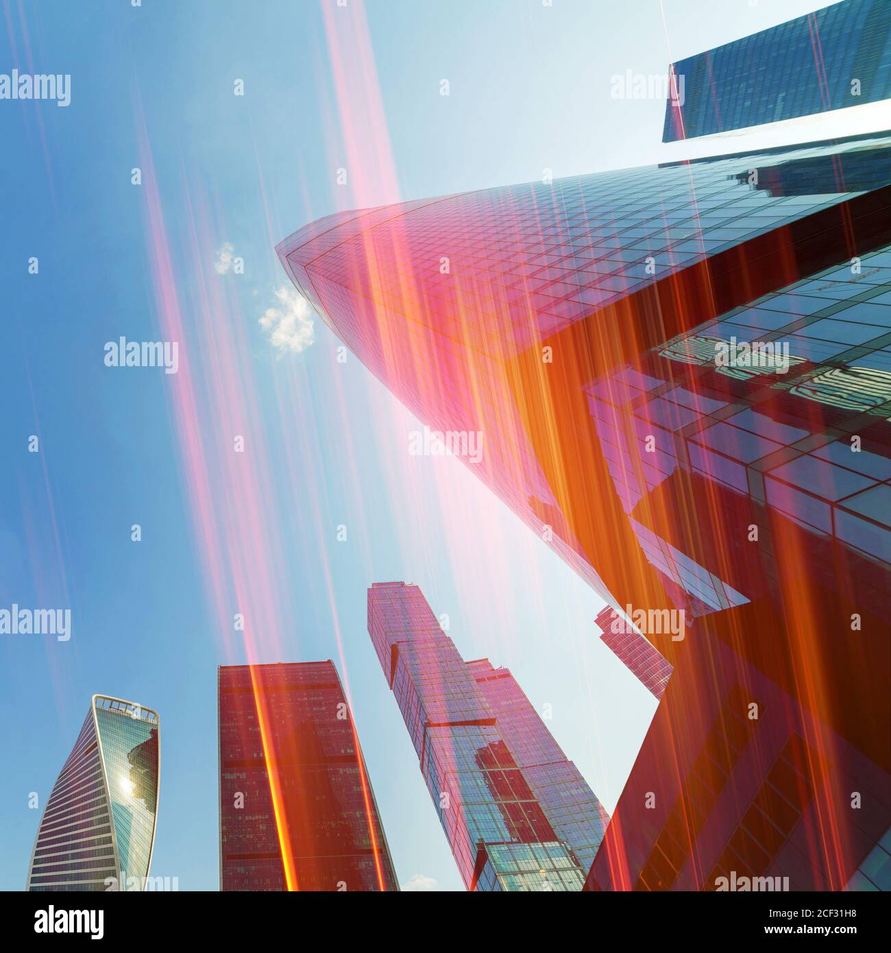 Low angle shot of modern skyscrapers - high-rise buildings in the ...