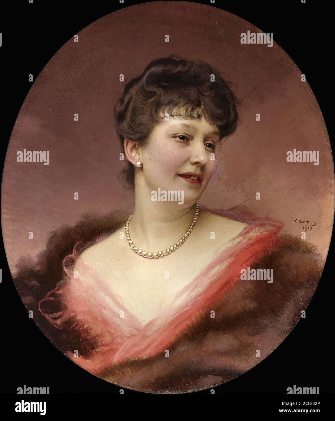 Corcos Vittorio Matteo - Ritratto DI Signora Con Collana DI Perle ...