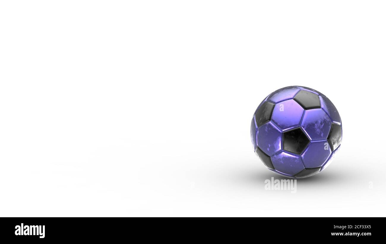 Violet and black soccer metal ball isolated on white background ...
