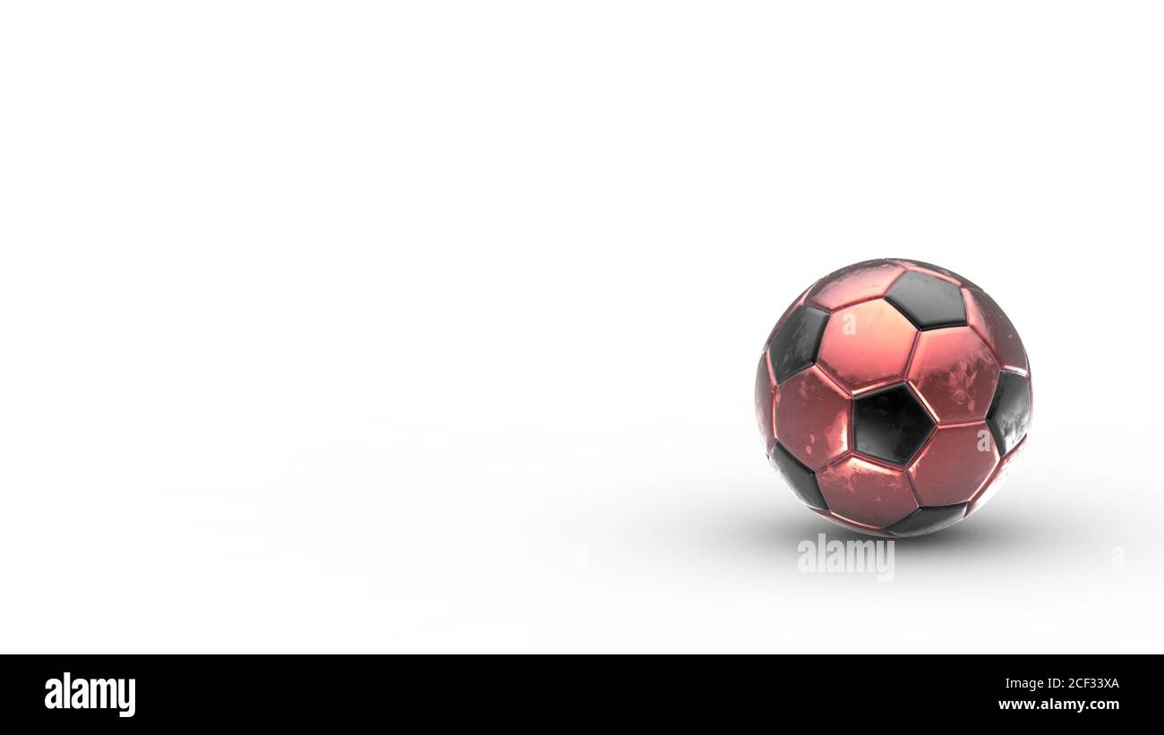 Red and black soccer metal ball isolated on white background. Football ...