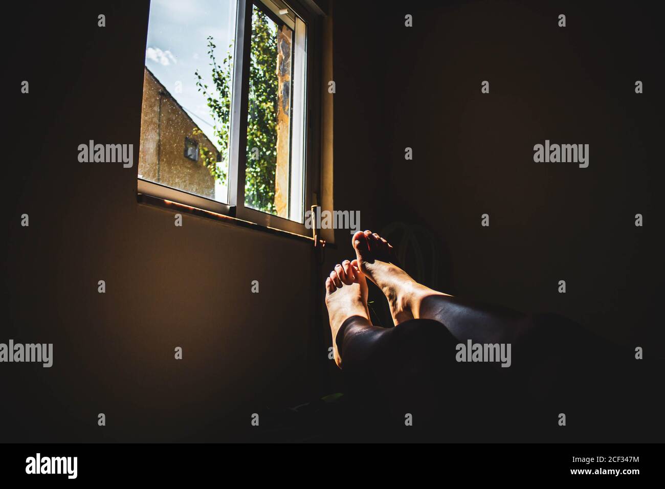sunlit female feet coming in from window facing window Stock Photo - Alamy