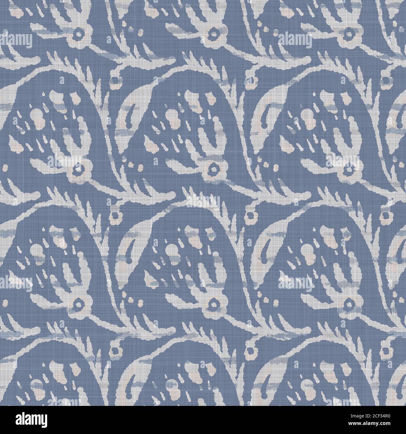 Seamless french farmhouse linen printed floral damask background ...