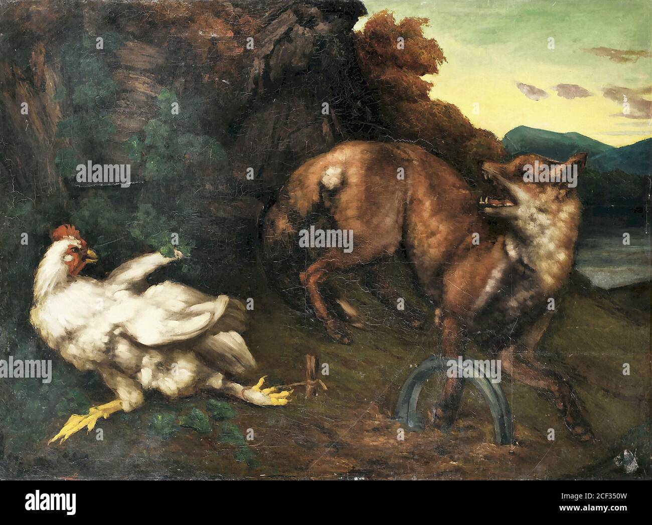 Courbet Gustave - a Fox Caught in a Trap - French School - 19th Century ...