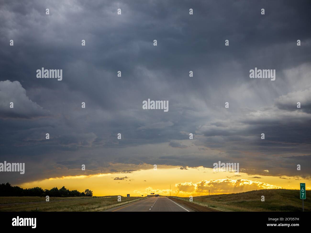Driving through storm clouds in North Dakota Stock Photo - Alamy