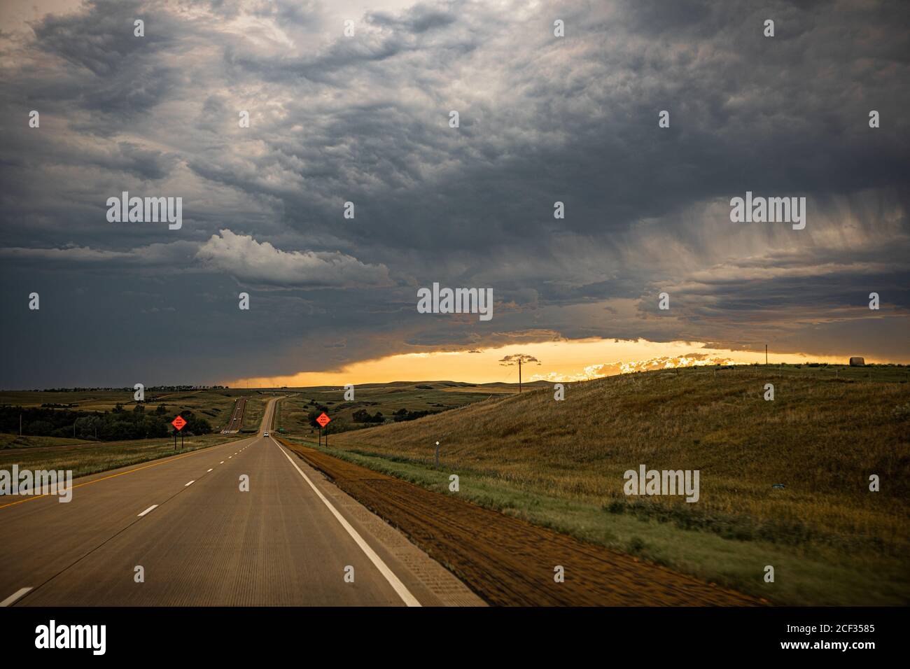 Driving through storm clouds in North Dakota Stock Photo - Alamy