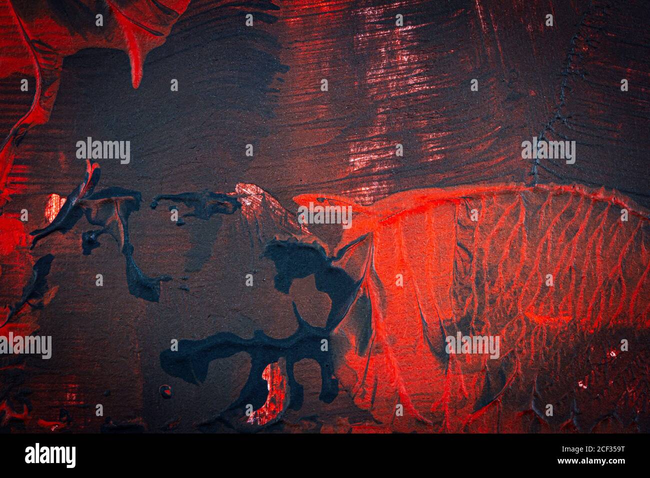 Black and red hand painted acrylic background. Grunge acrylic texture with painted dots and ...