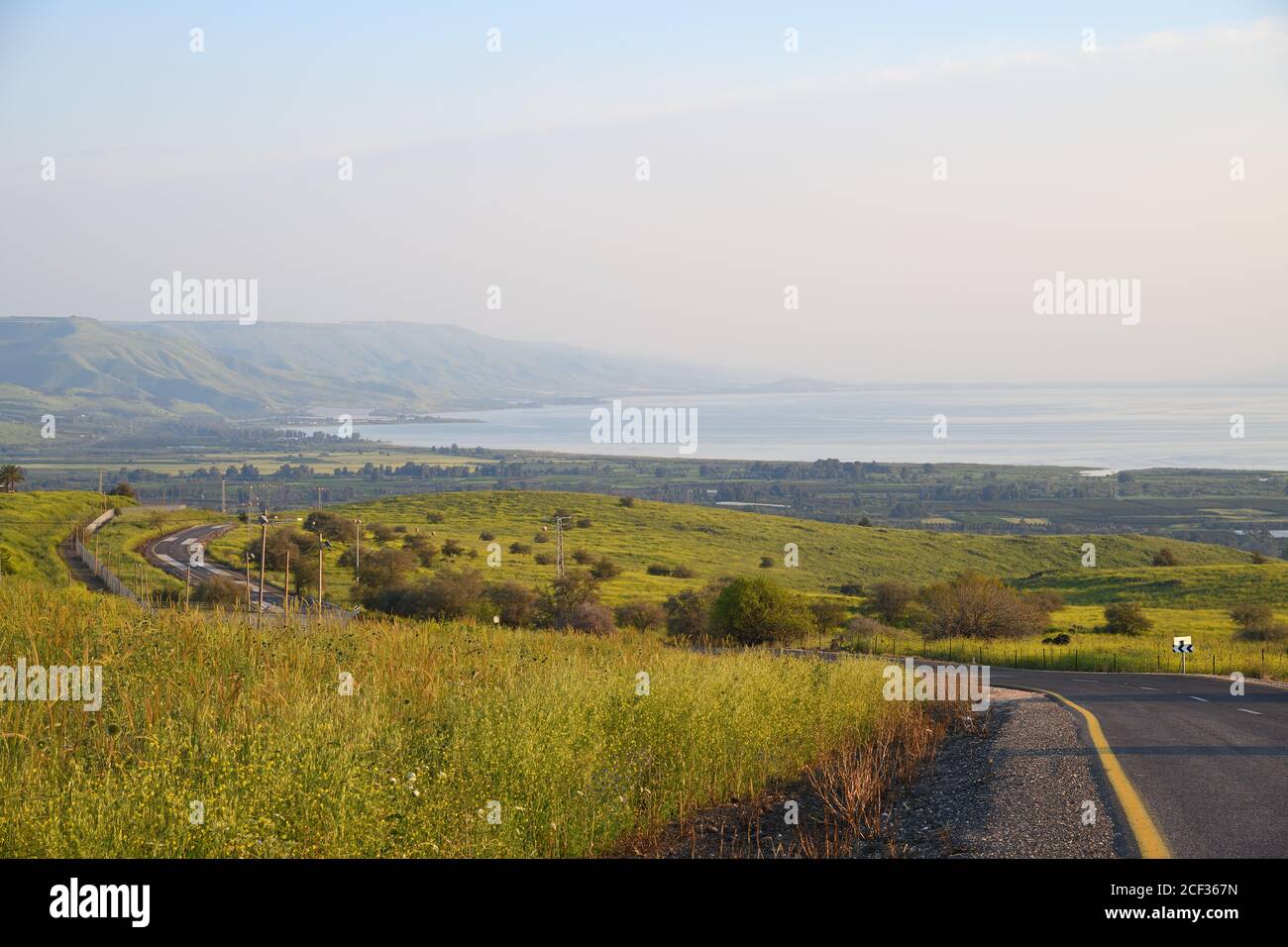 Beautiful countryside landscape of the Galilee, Northern Israel. Empty ...
