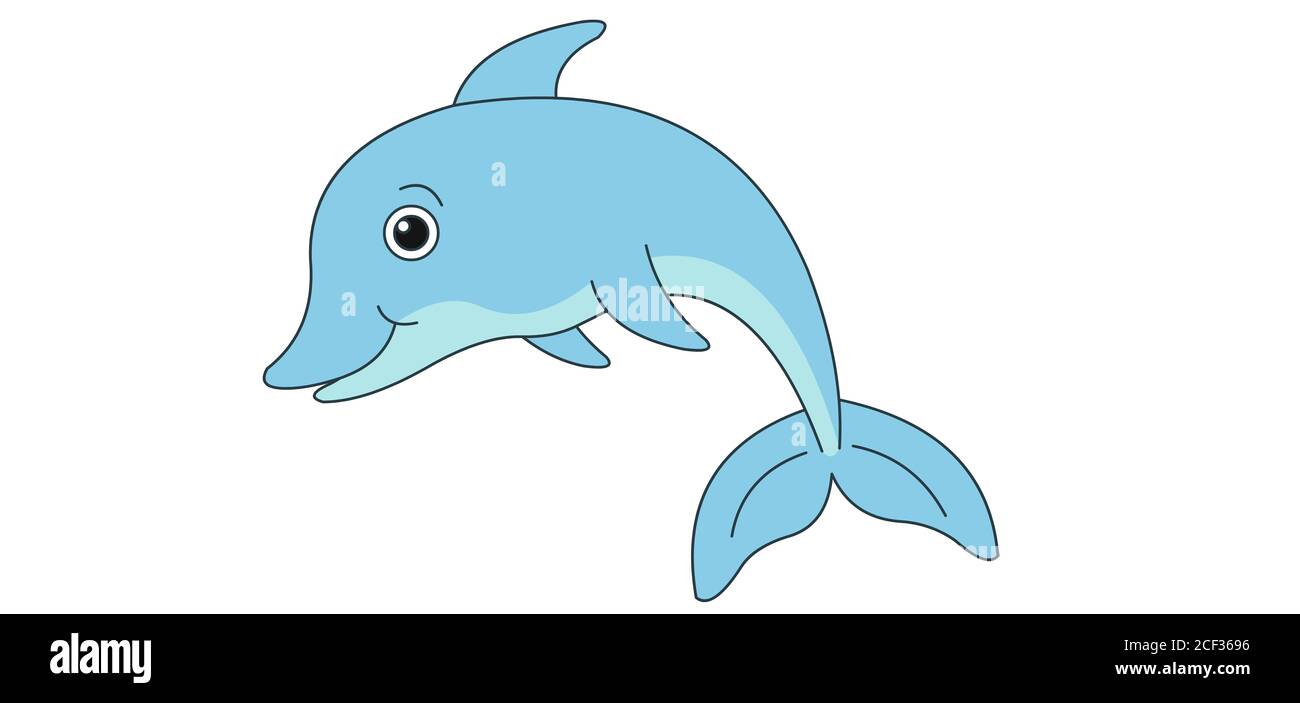 happy dolphin cartoon. Cartoon funny of playful dolphin vector icon for ...