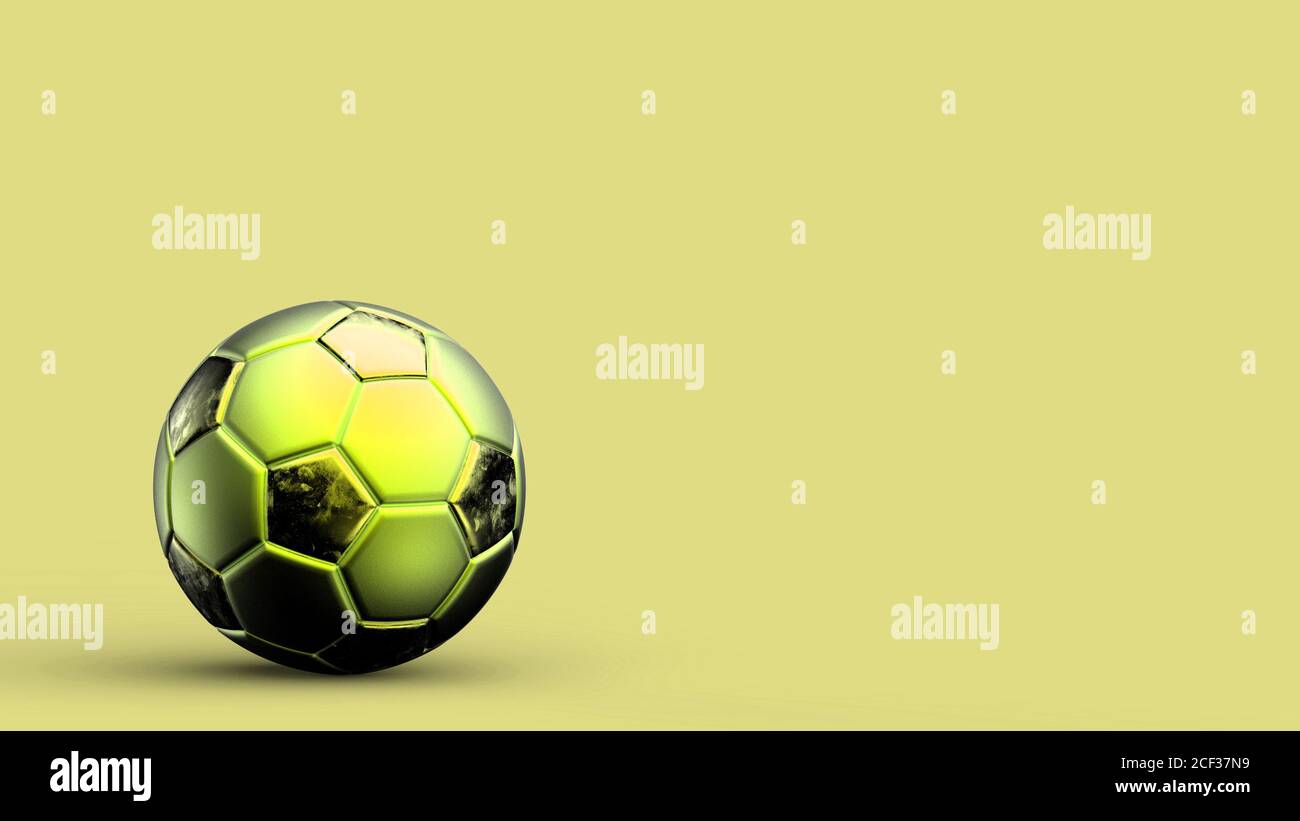 yellow and black soccer metal ball isolated on colored background ...