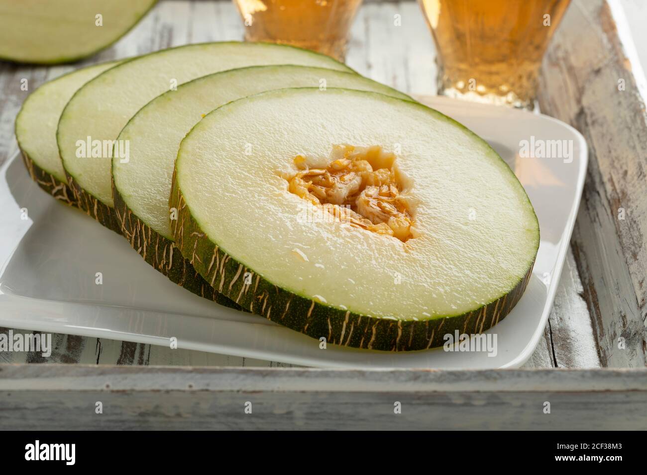 Piel de sapo melon fruit slices hi-res stock photography and images - Alamy