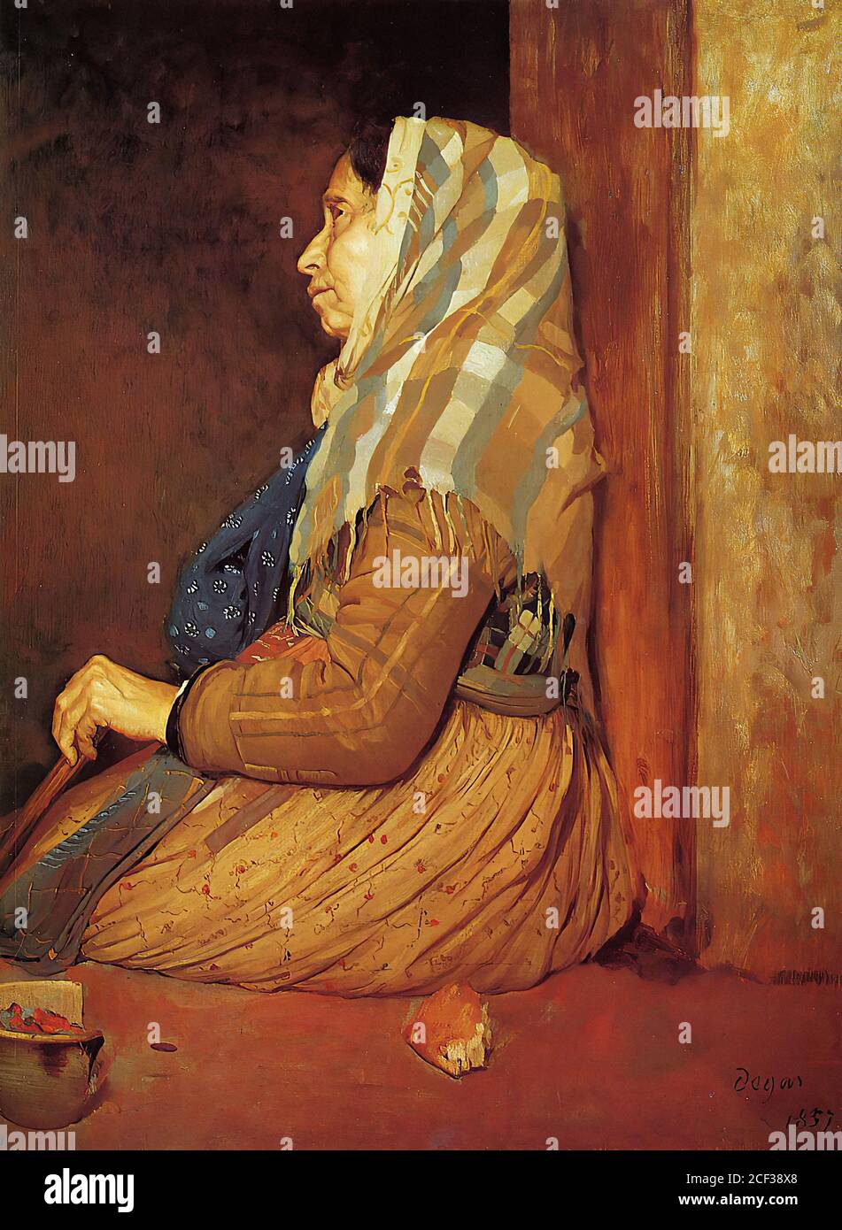 Degas Edgar - a Roman Beggar Woman 1857 - French School - 19th Century ...