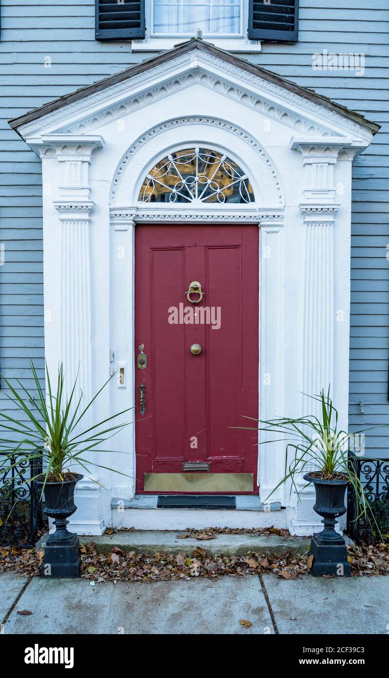 entrance of a typical residential house in Newburyport MA Stock Photo ...