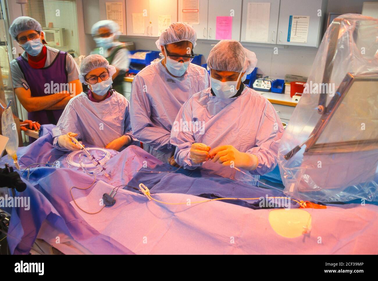 MARYLAND, USA, 1995 - Dr. Fayaz Shawl, right, during Rotablator (PTCRA ...