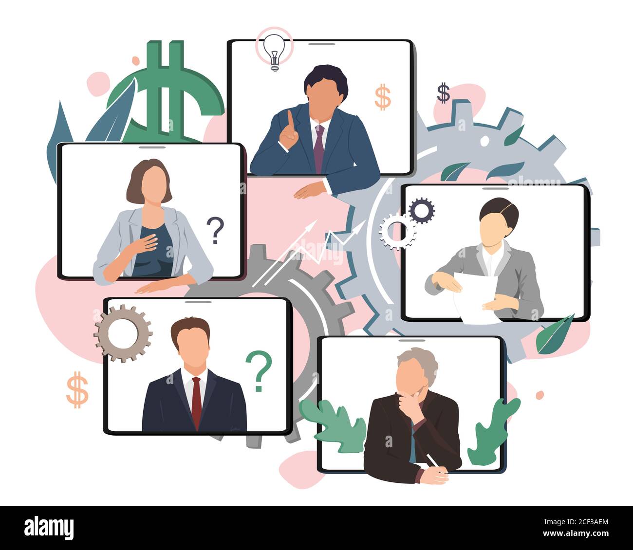 Business conference video call, remote project management, quarantine ...