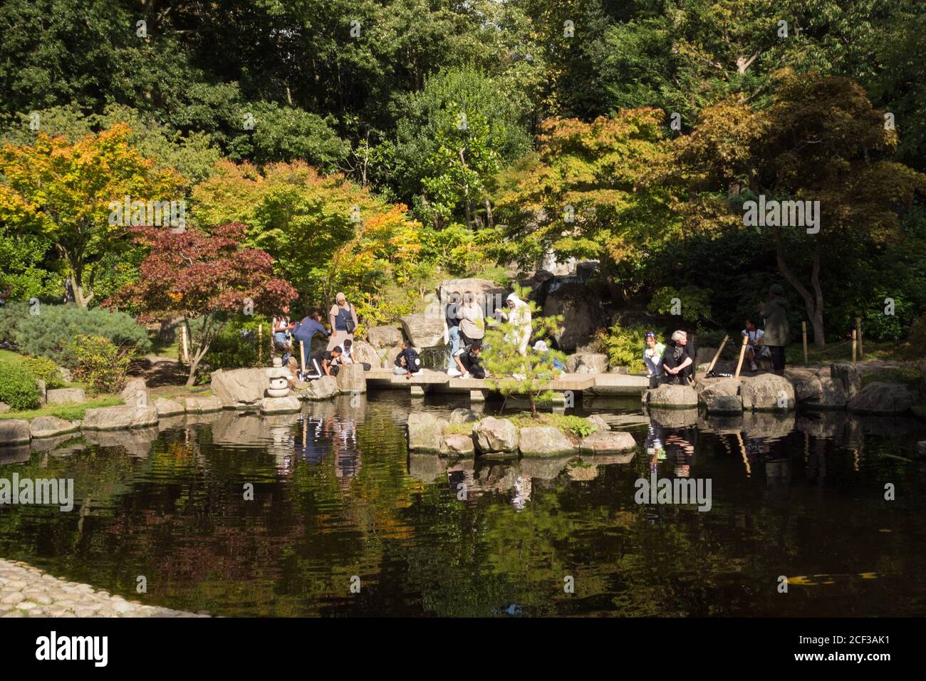 The Kyoto Japanese Garden in Holland Park, Holland Park Avenue, Kensington, London, W11, UK ...