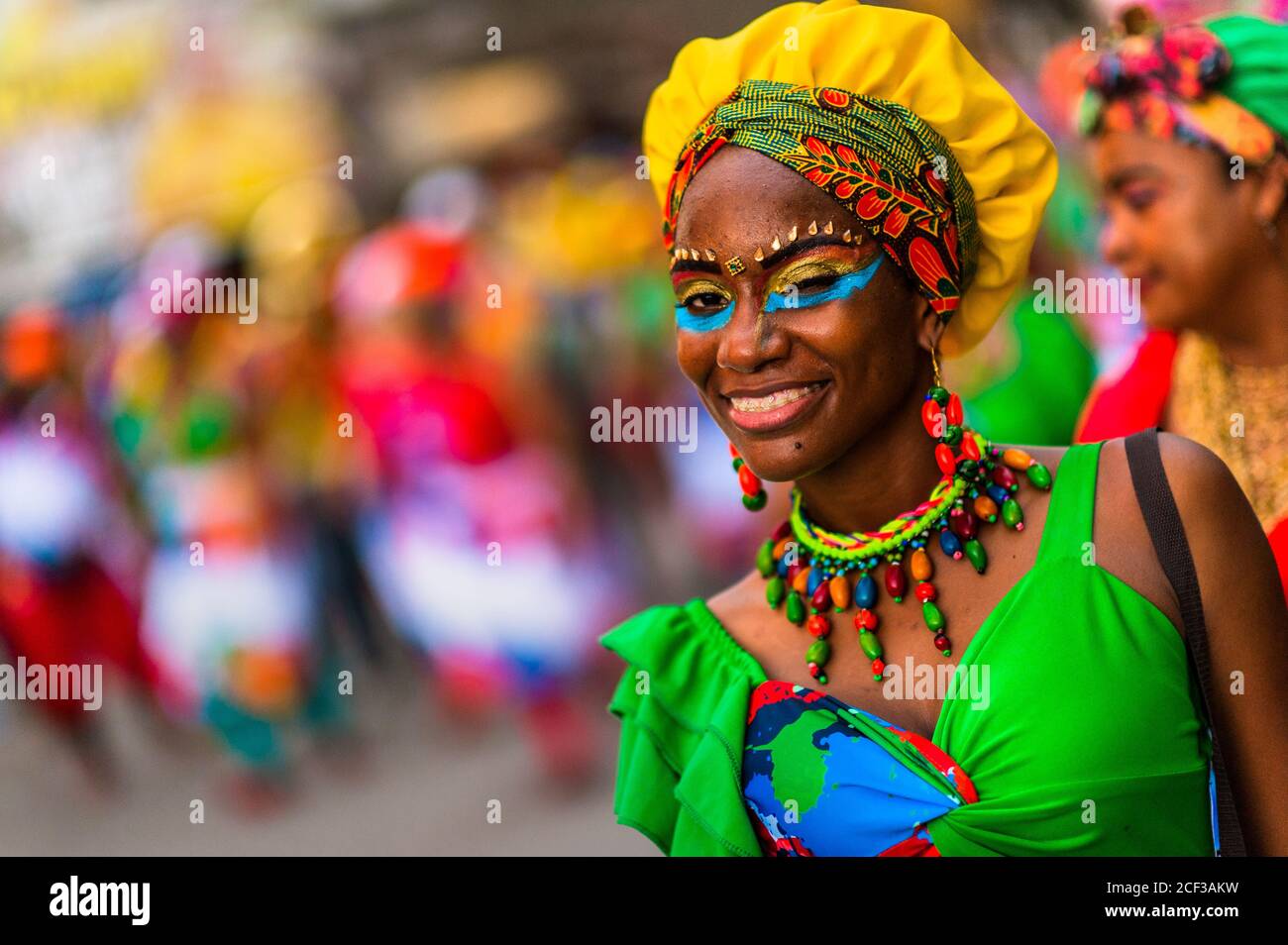 An Afro-Colombian dancer of the Yescagrande neighborhood takes part in ...