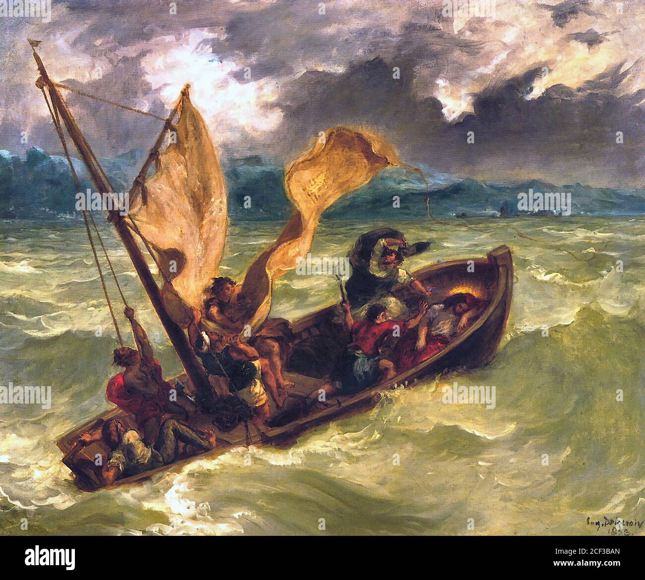 Delacroix Eugène - Christ on the Lake of Gennesaret 4 - French School ...
