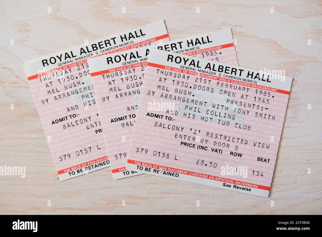 Three concert ticket stubs for Phil Collins and his Hot Tub Club ...