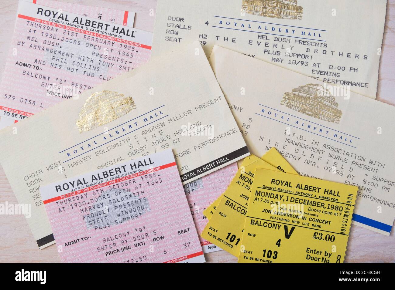 A collection of concert ticket stubs for Steve Winwood, Phil Collins ...