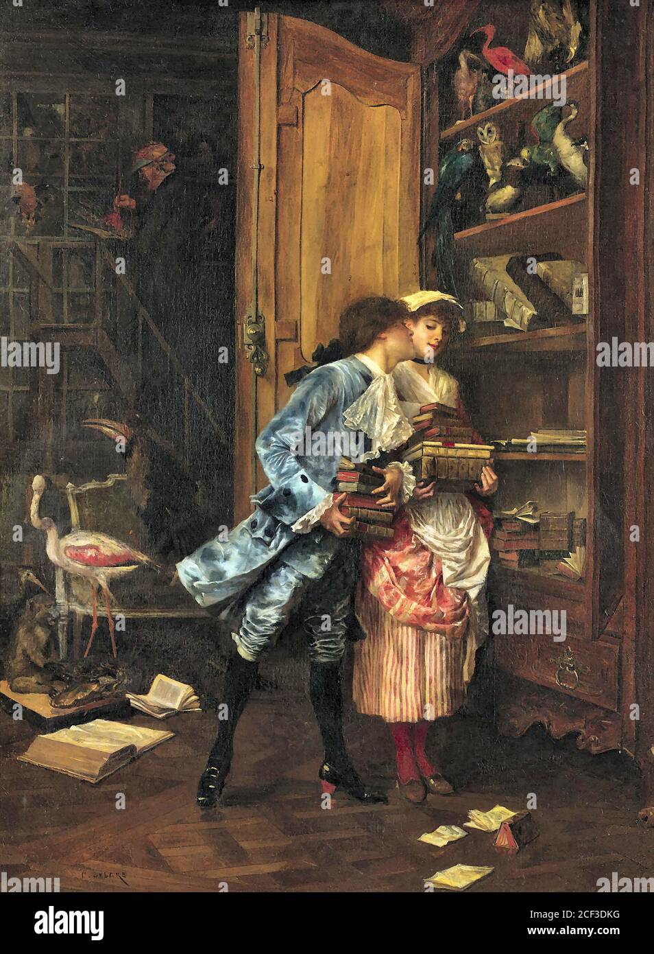 Delort Charles Edouard Edmond - Stolen Kiss - French School - 19th ...