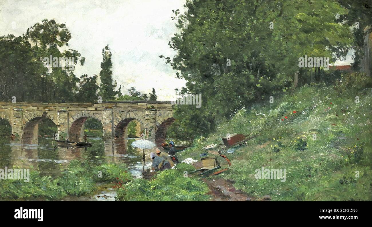 Delpy Hippolyte Camille - Lavandières Pont De Limay near Paris - French ...