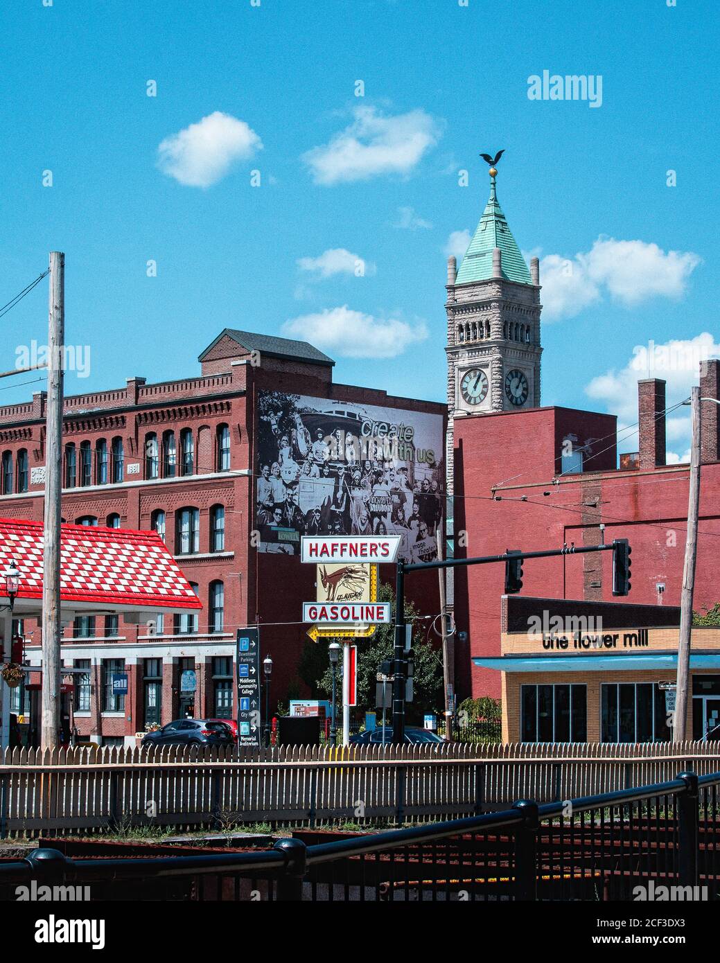 Colorful scene on a sunny afternoon at the intersection of Bridge and ...