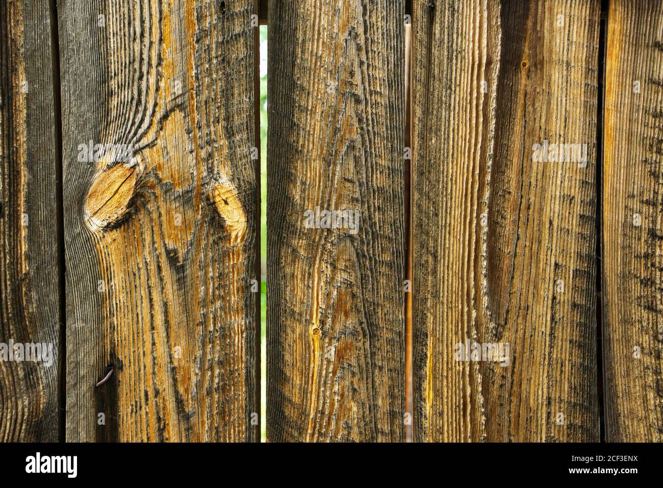 Brown wooden old scratched Board with knots. Wooden horizontal board ...