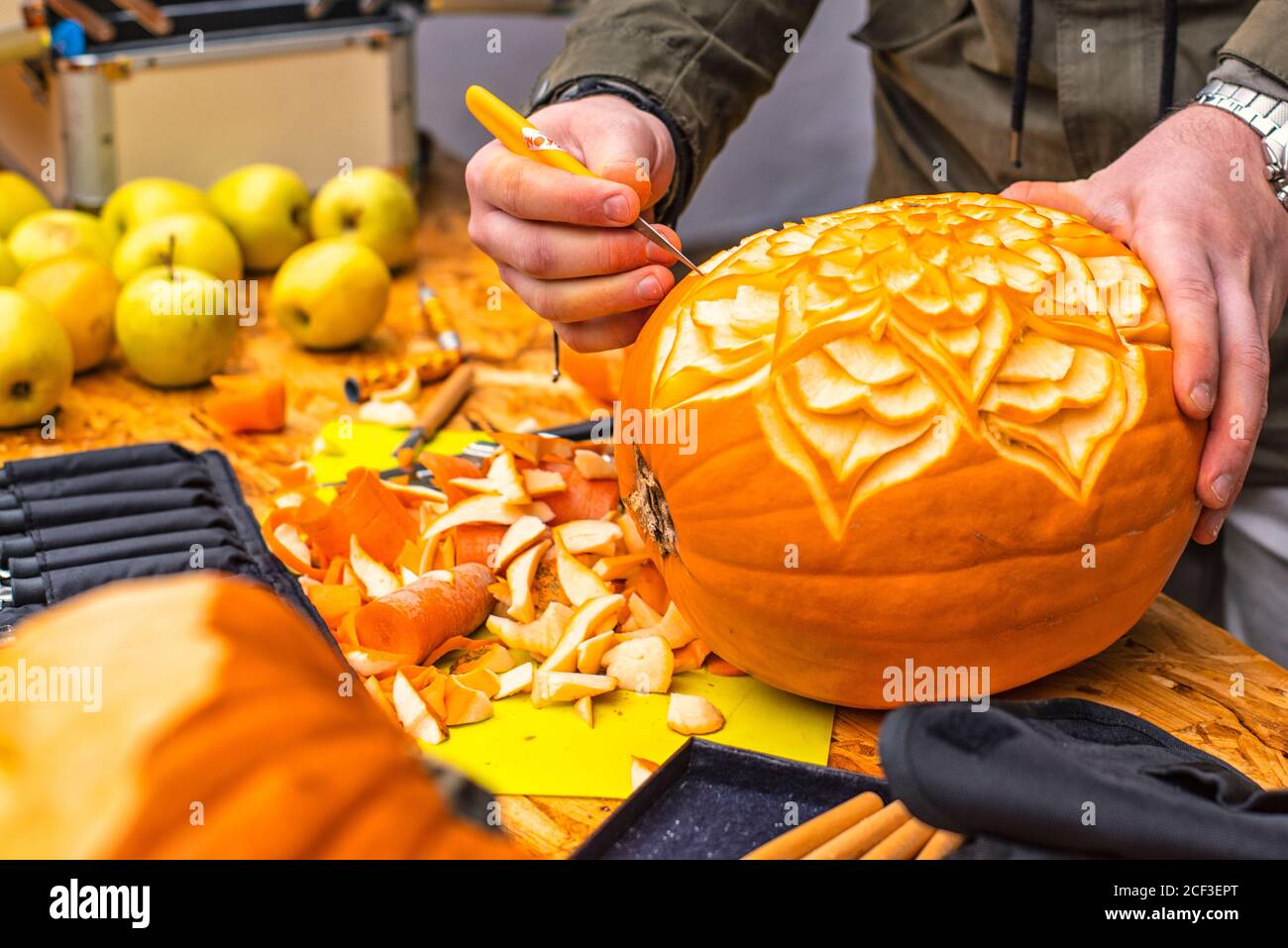 Halloween carved pumpkin figures.Halloween pumpkin Stock Photo - Alamy