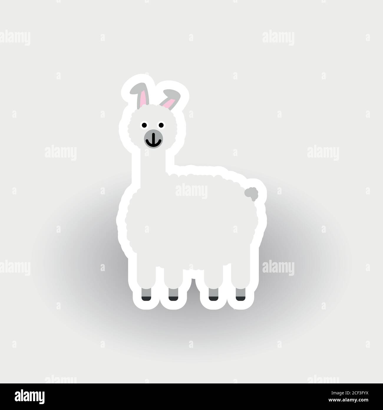 Happy Llama - funny cartoon animal. Children character. Simple vector ...