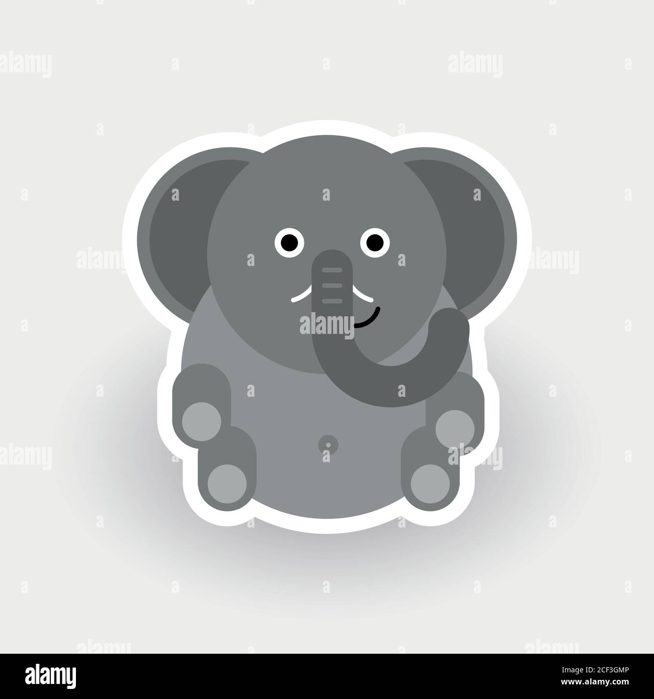Happy Elephant - funny cartoon animal. Children character. Simple ...