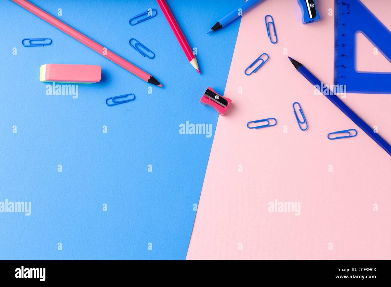 Variety school supplies scattered on hi-res stock photography and ...