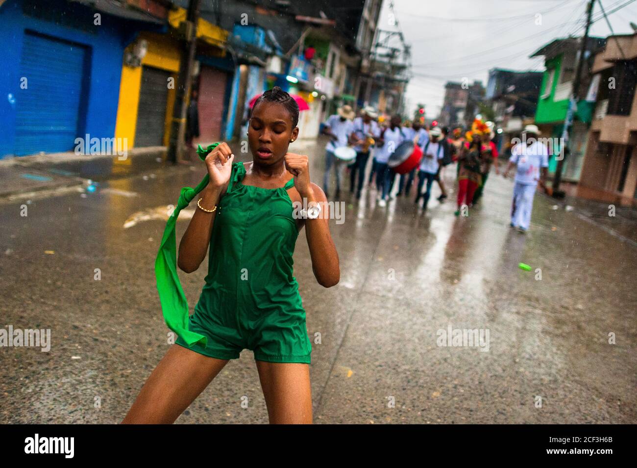 An Afro-Colombian dancer of the Pandeyuca neighborhood performs in the ...