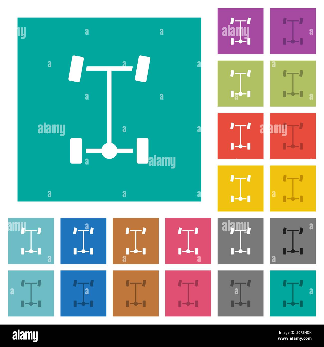 Rear differential multi colored flat icons on plain square backgrounds ...