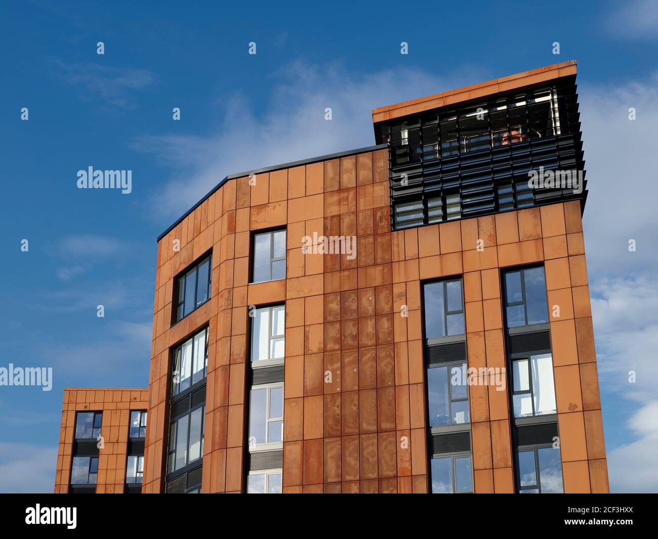Brook Place apartment building with steel cladding seen from south west ...