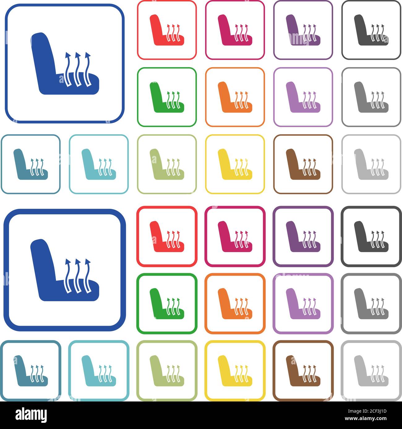 Car seat heating color flat icons in rounded square frames. Thin and ...