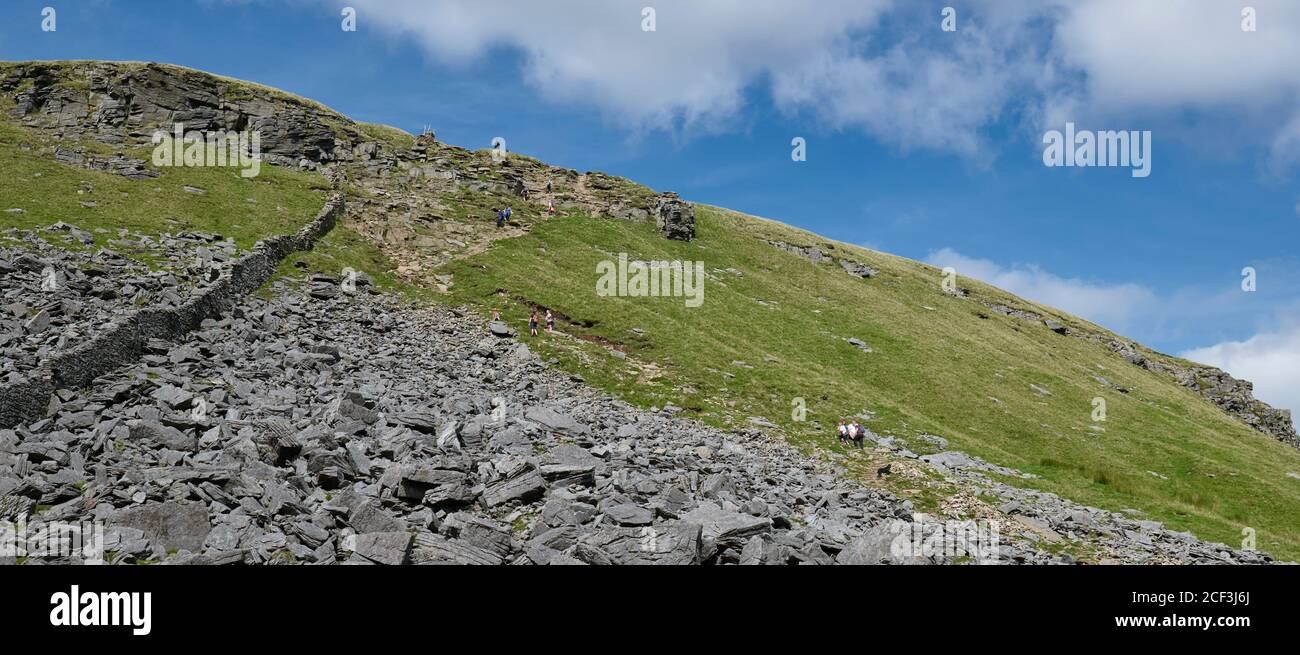 Limestone outcrop, boulder field and footpath near base of southern ...