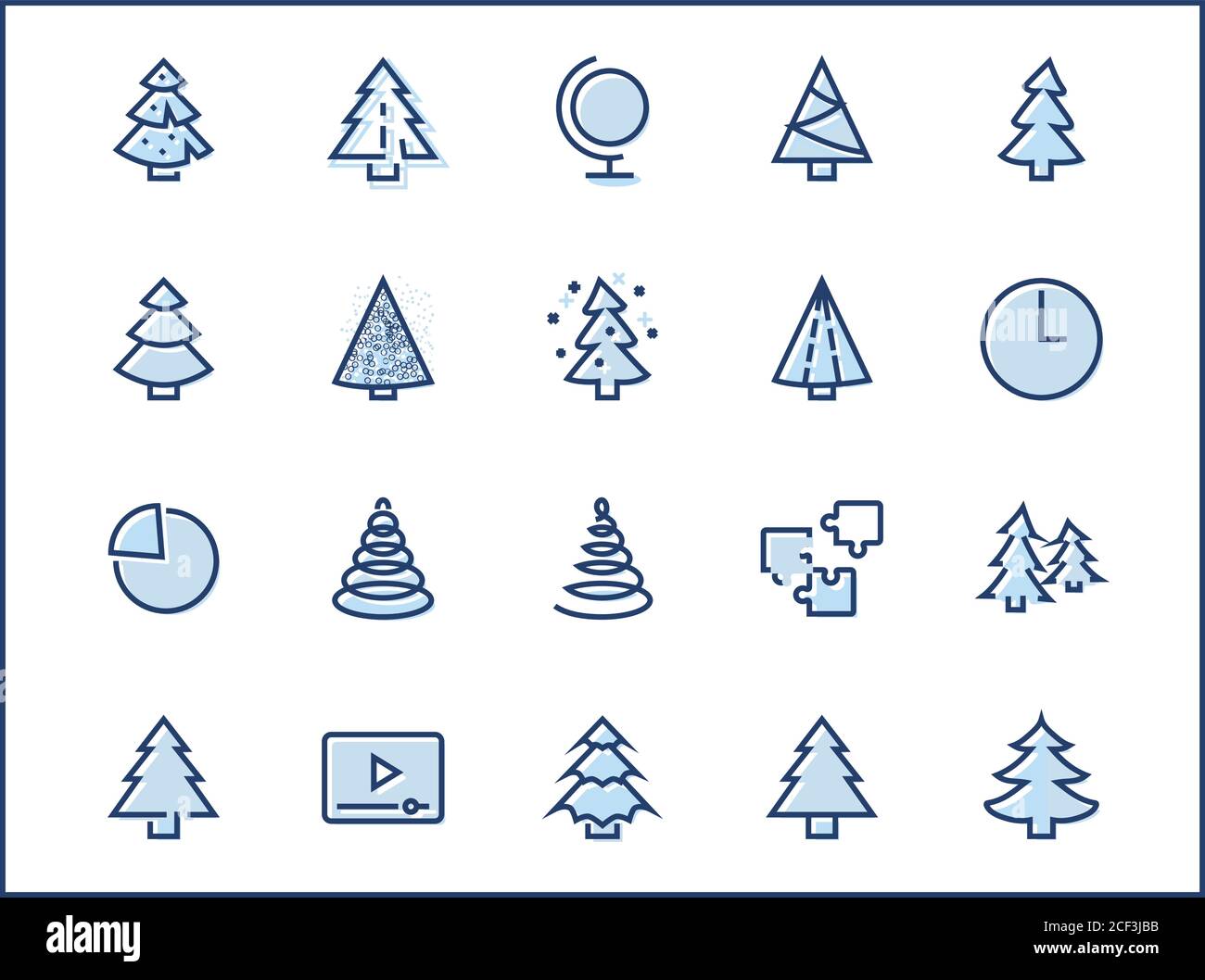 Christmas Tree thin line icon set. Stylized linear icons of artificial ...